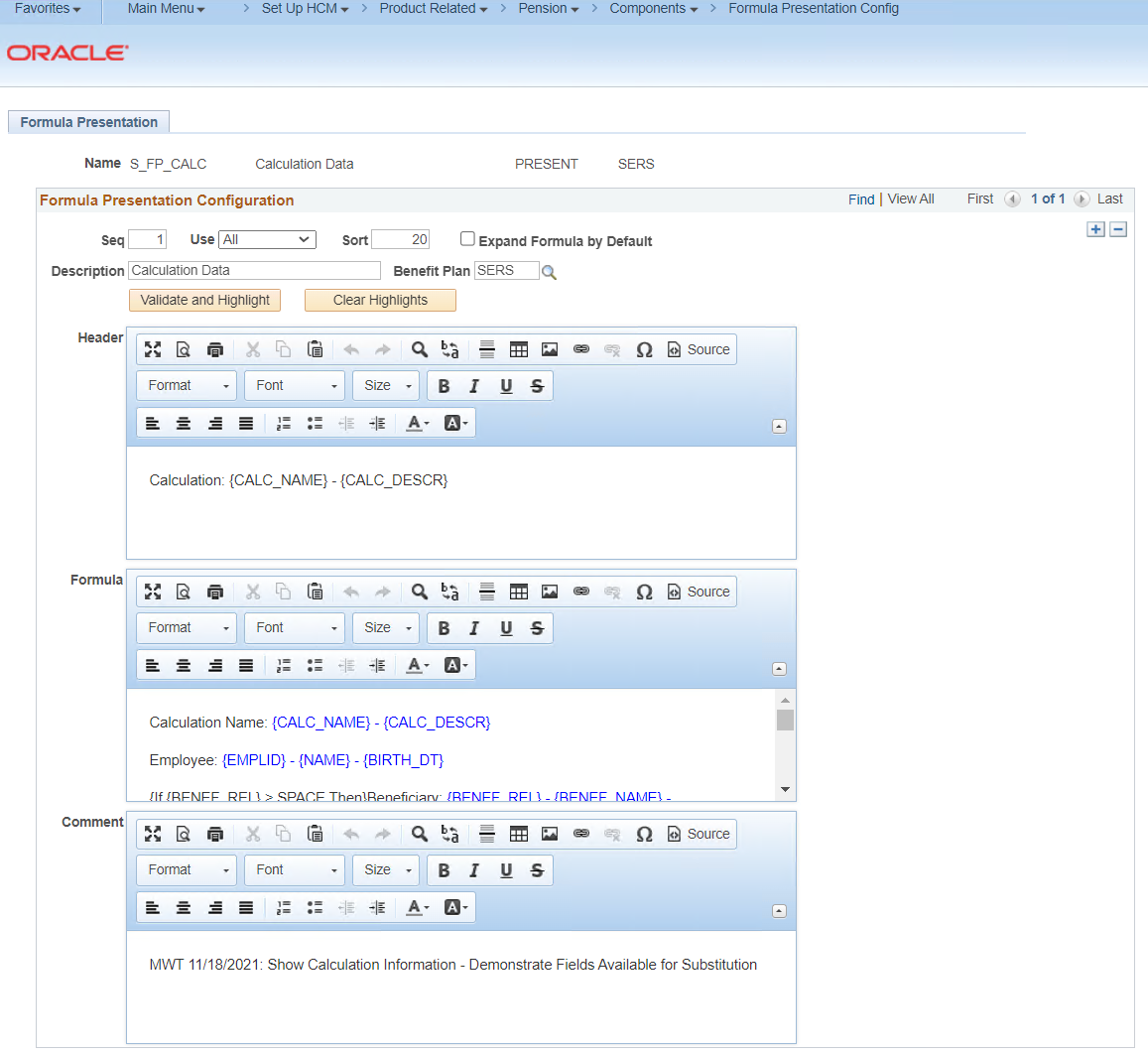 Formula Presentation Configuration - PeopleSoft Pension Administration ...